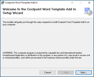 Install the Costpoint Word Template Add In