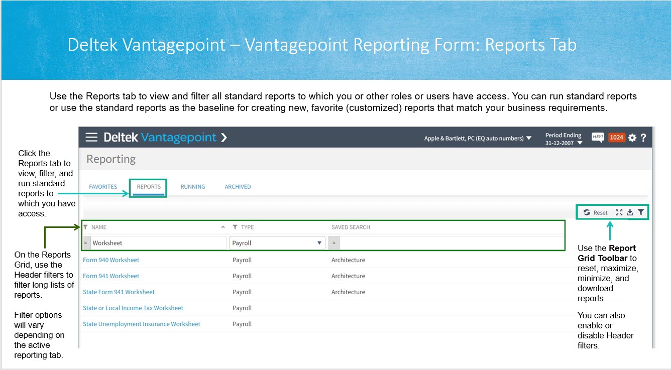 Quick Reference for Creating and Saving New Reports