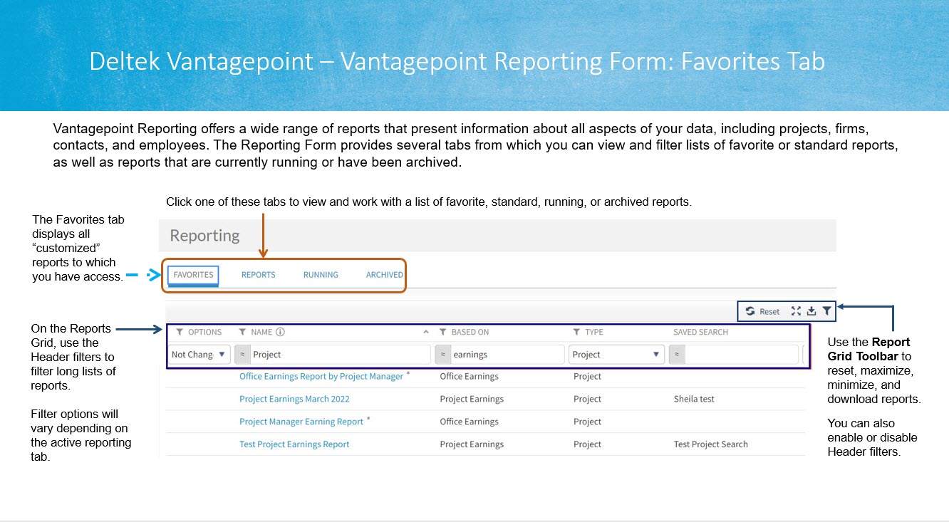 Quick Reference for Creating and Saving New Reports
