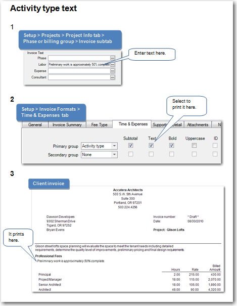Setting up time and expense invoice format options