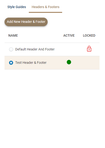 Headers & Footers Tab