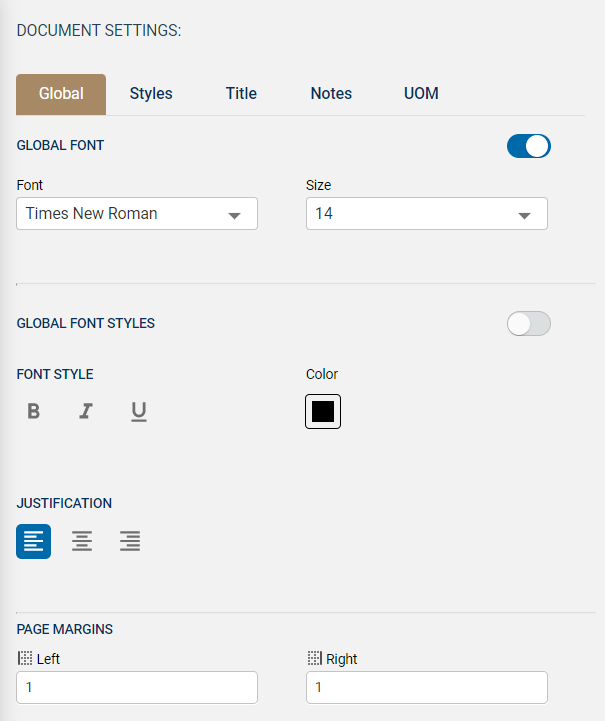 Document Settings Pane