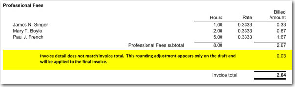 Rounding on client invoices