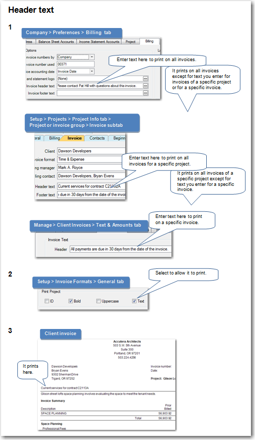 Changing text and total amounts on client invoices