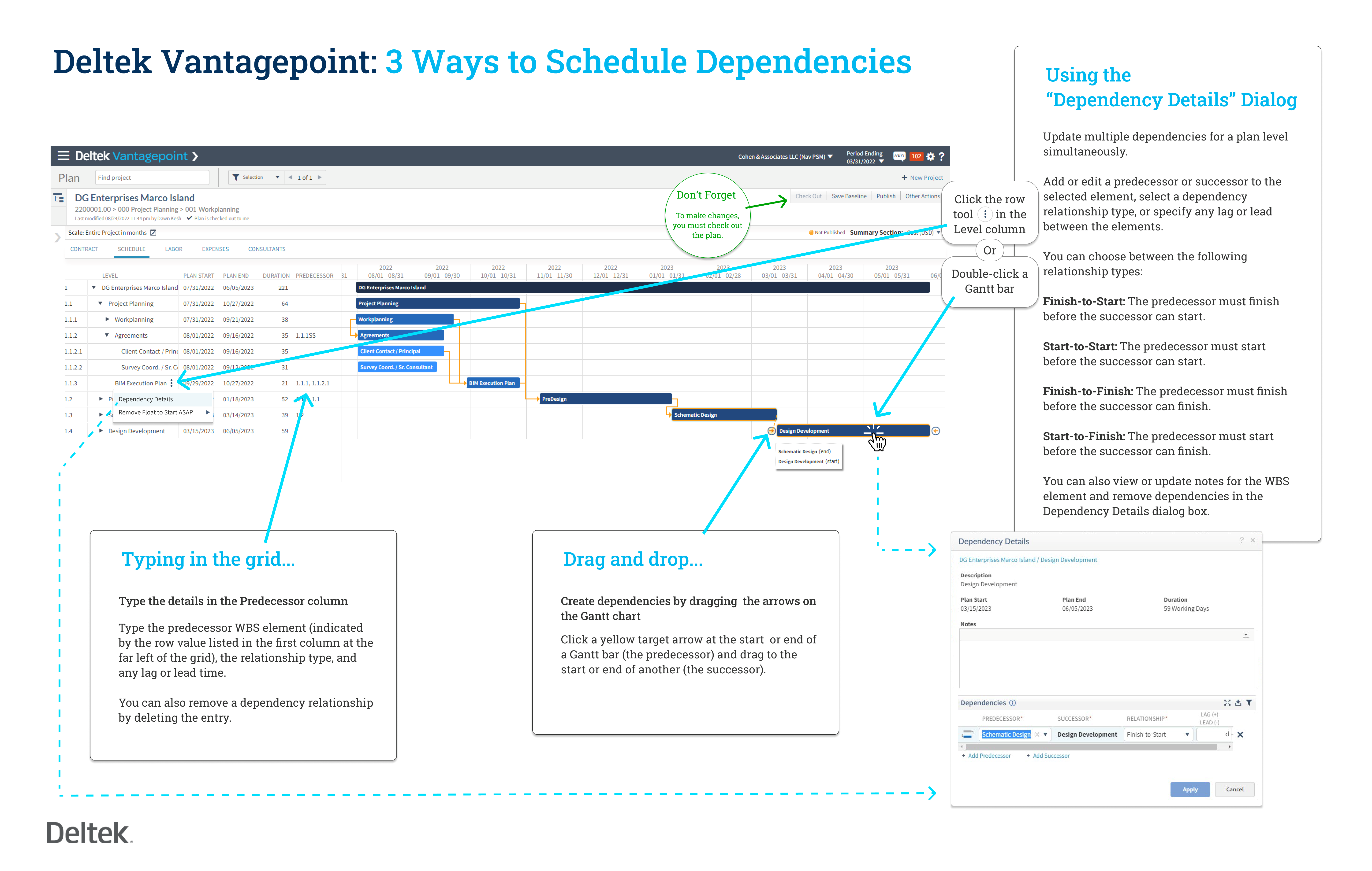 Creating Dependency Relationships Quick Reference