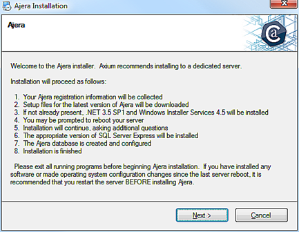 Step 2: Install Ajera on your server